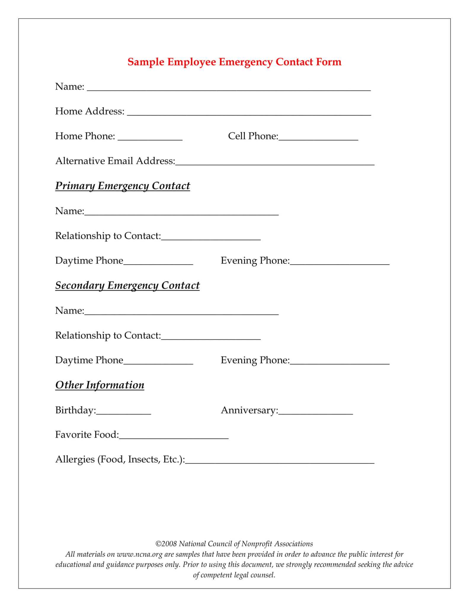 Emergency Contact Card Template – Business.maexproit.com