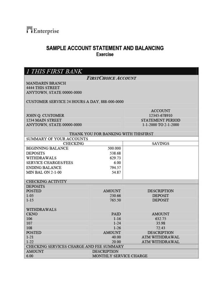 23 Editable Bank Statement Templates [Free] ᐅ Template Lab inside ...