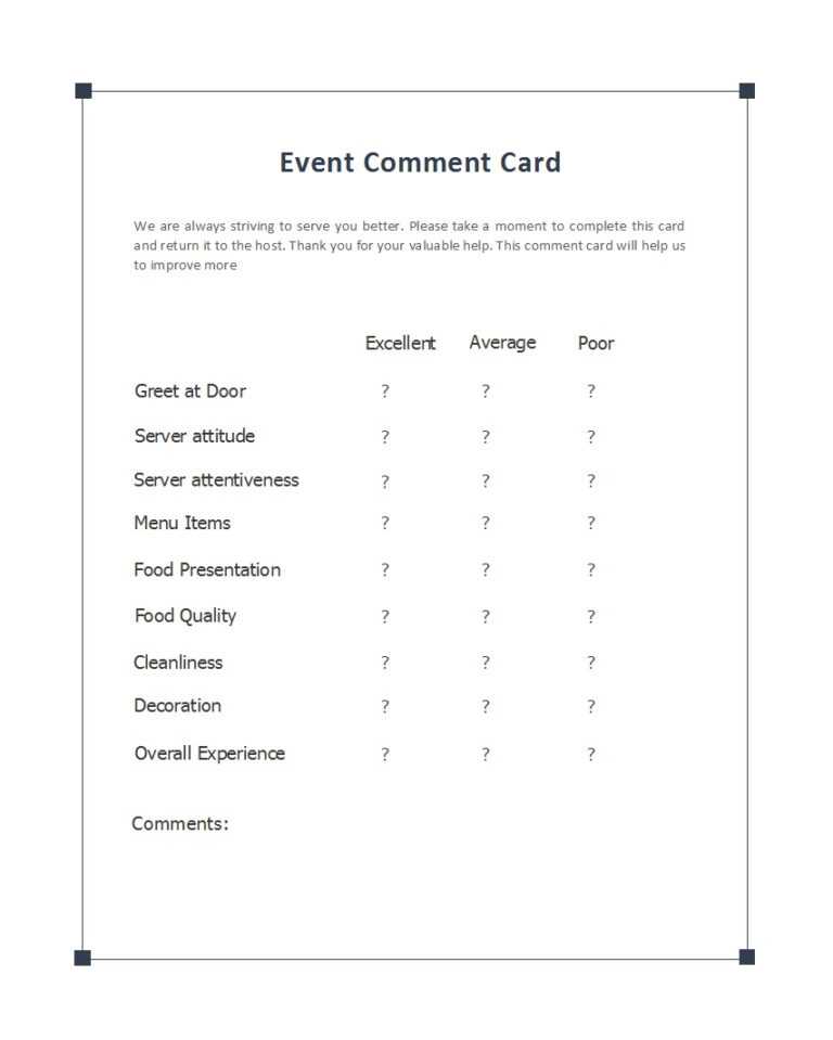 50 Printable Comment Card & Feedback Form Templates ᐅ For Comment Cards ...