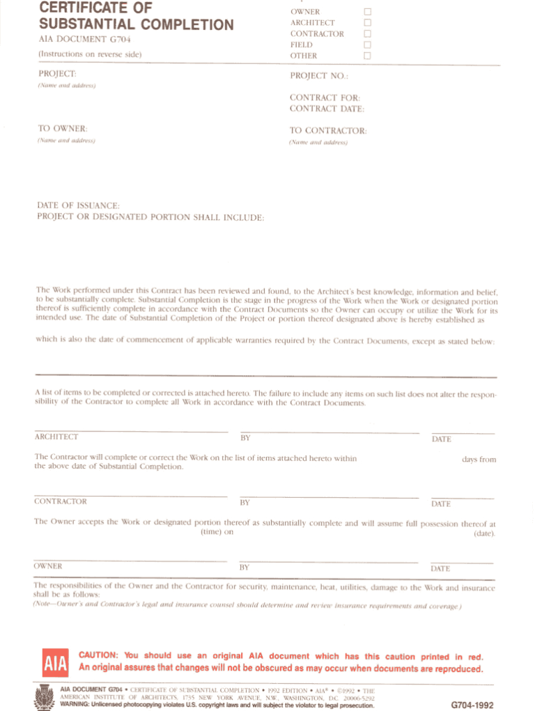 Aia G704 – Fill Online, Printable, Fillable, Blank | Pdffiller with ...