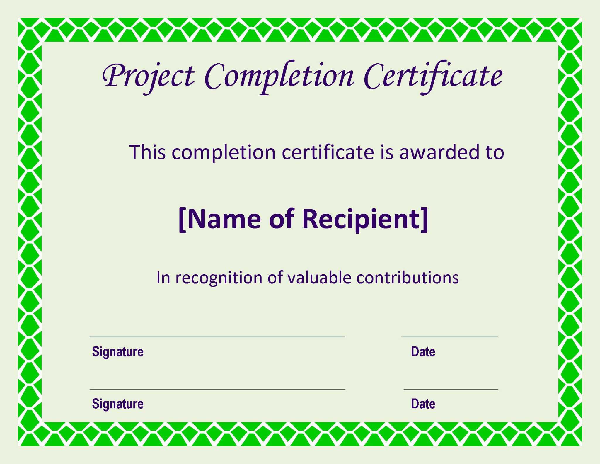 Certificate Of Completion Project | Templates At within Certificate ...