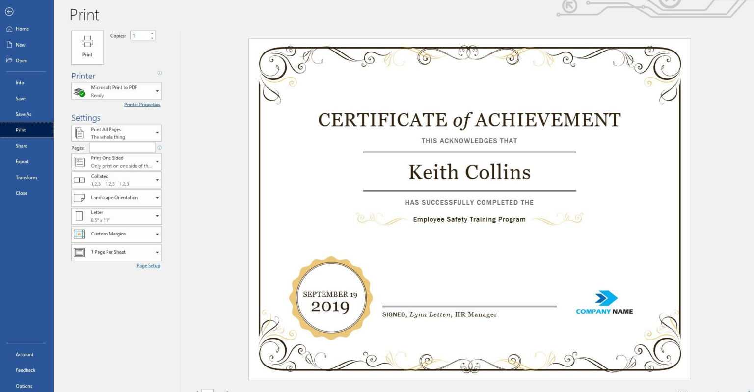 Create A Certificate Of Recognition In Microsoft Word for Microsoft ...