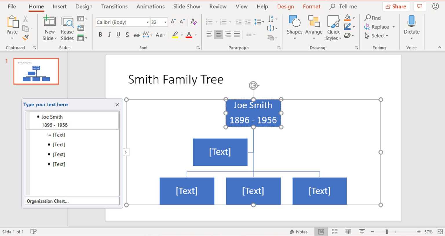 Create Family Trees Using Powerpoint Organization Chart within ...