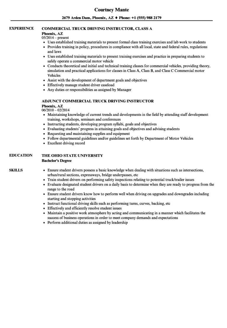 Driving Instructor Resume Samples | Velvet Jobs intended for Safe ...
