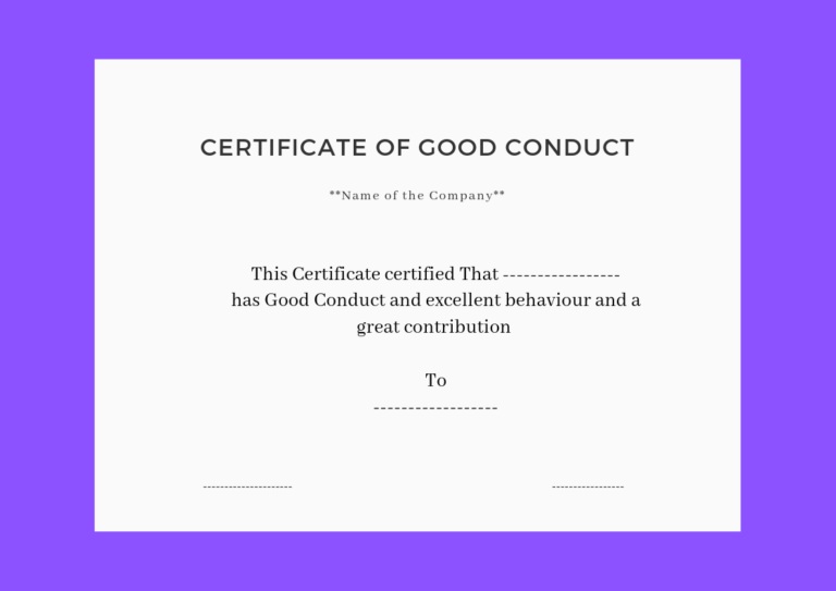 🥰 Free Printable Certificate Of Good Conduct Templates🥰 inside Good ...