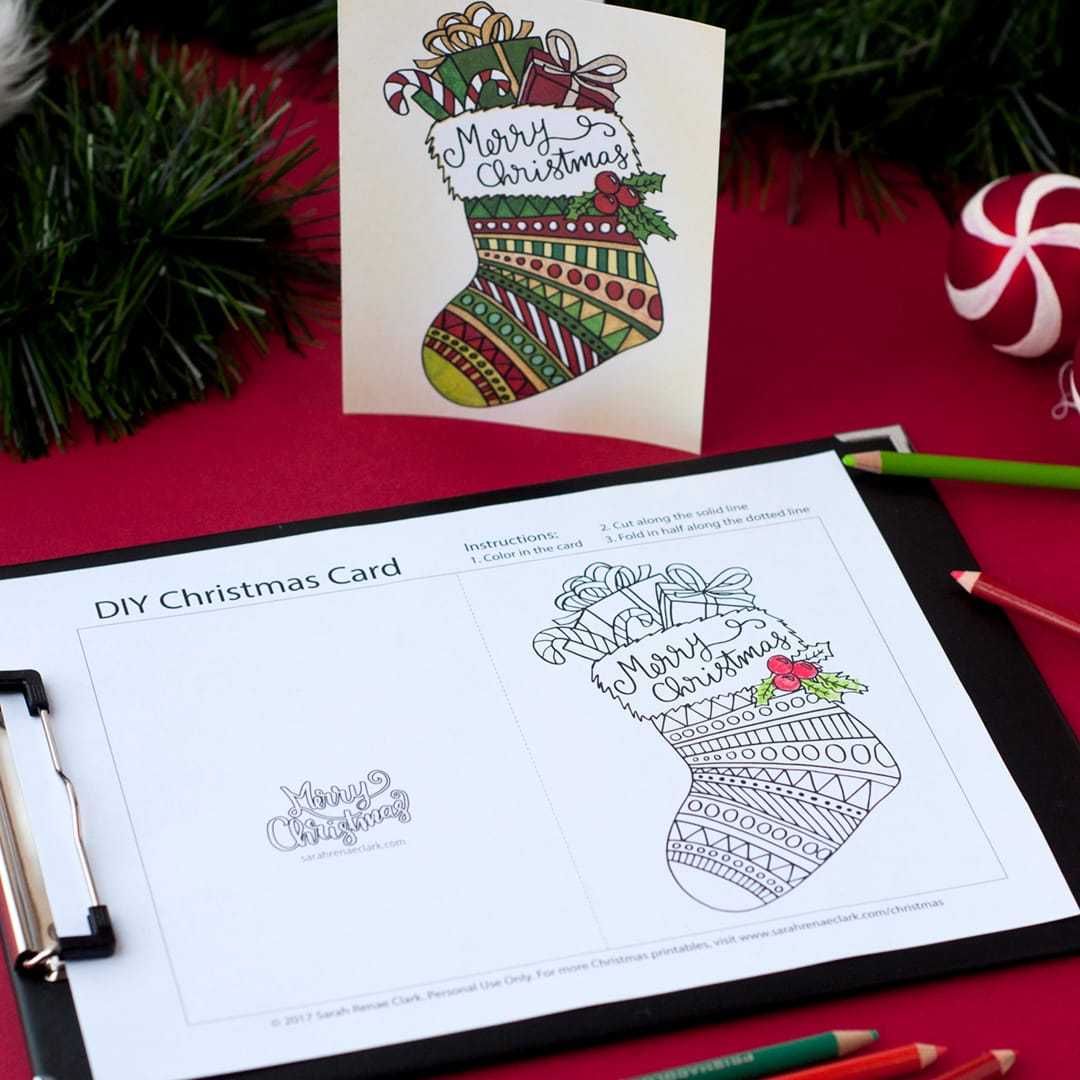 Free Christmas Coloring Card In Diy Christmas Card Templates Best 