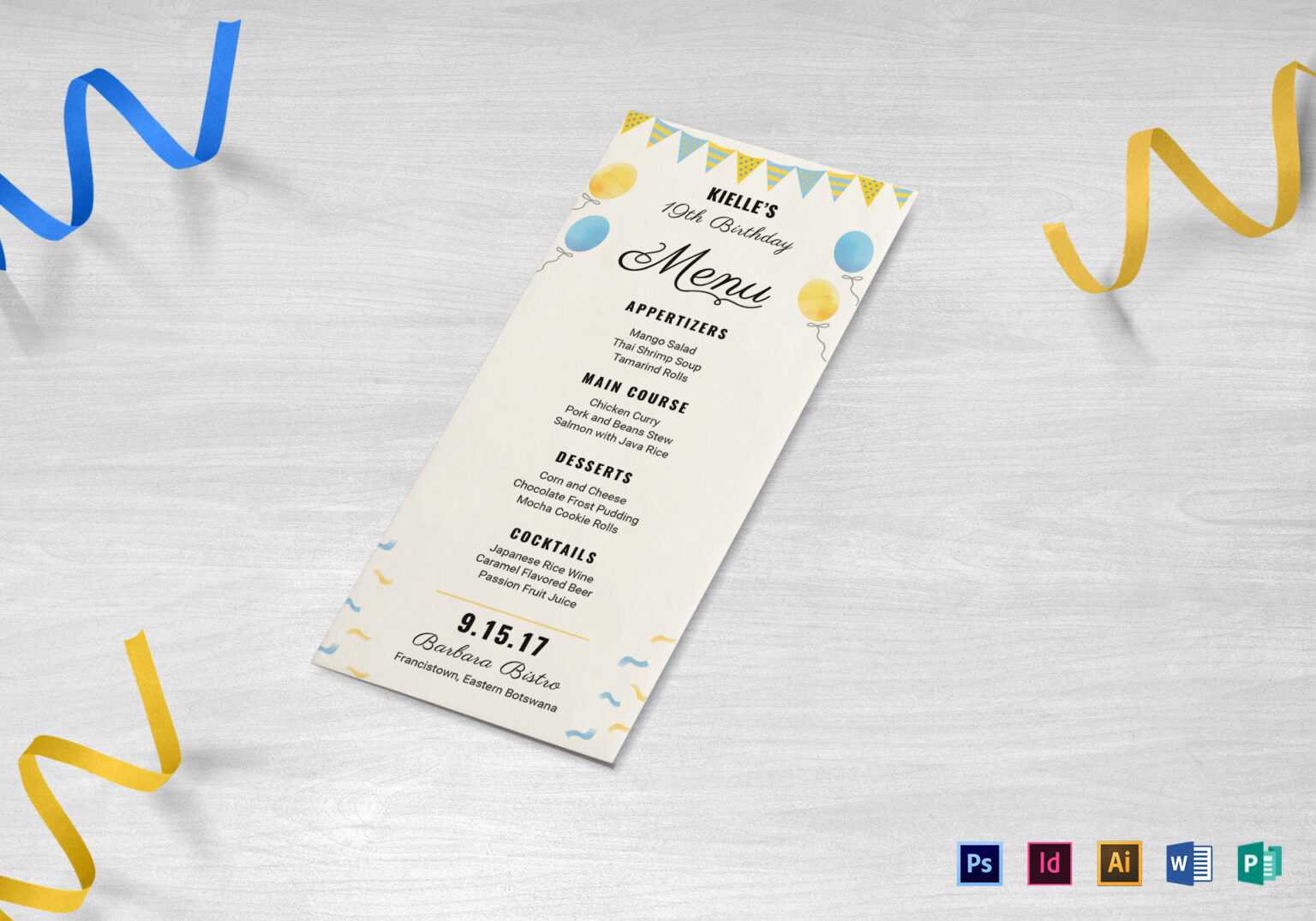 Happy Birthday Menu Template Throughout Indesign Birthday Card Template ...
