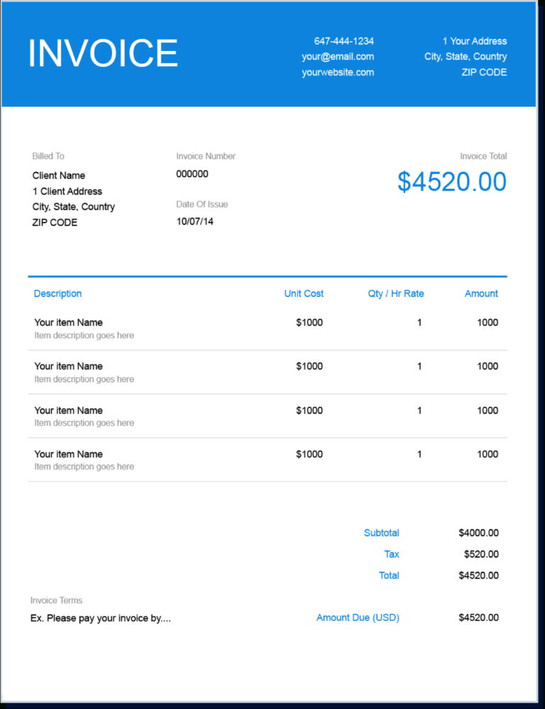 Invoice Template | Create And Send Free Invoices Instantly within ...