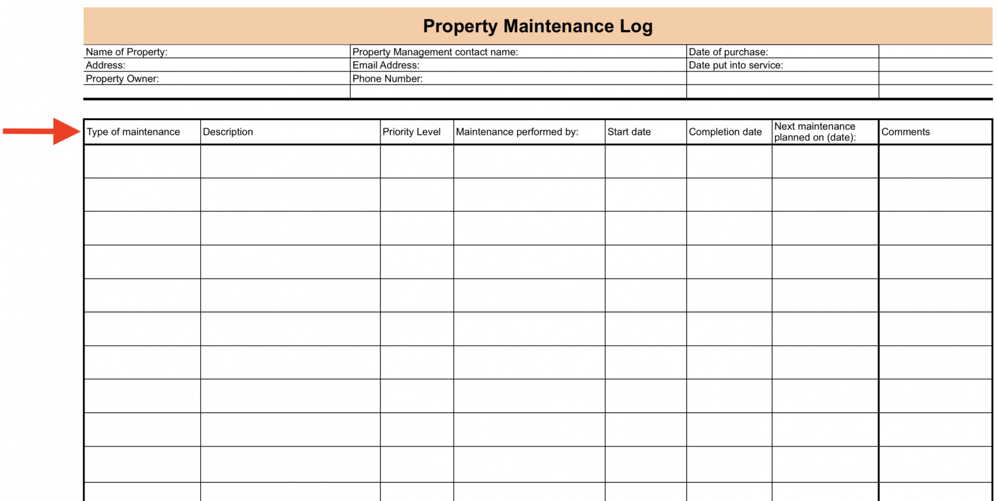 Maintenance Spreadsheet Template Repair Job Card Microsoft with ...