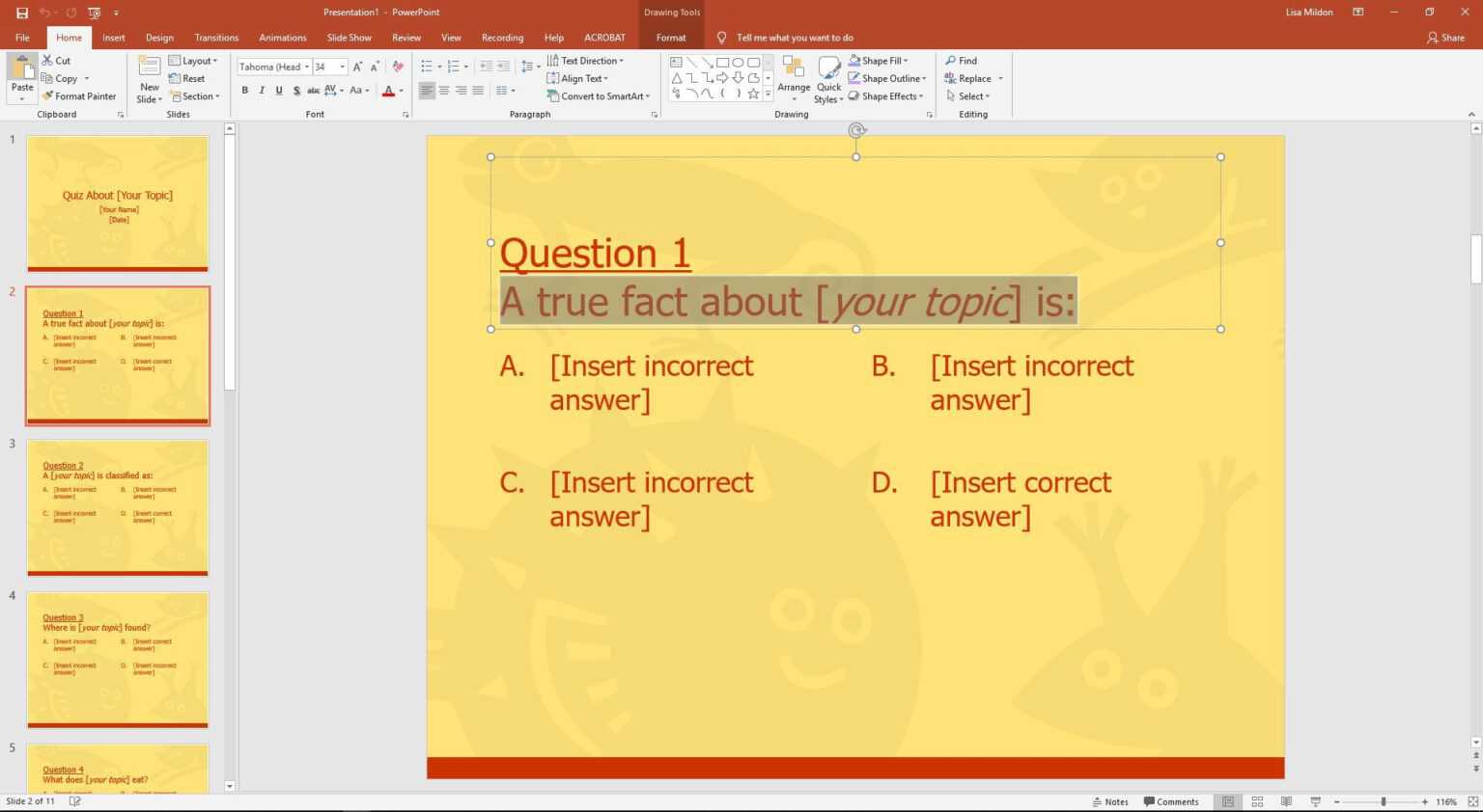 Powerpoint Template For A Multiple Choice Quiz with Powerpoint Quiz ...