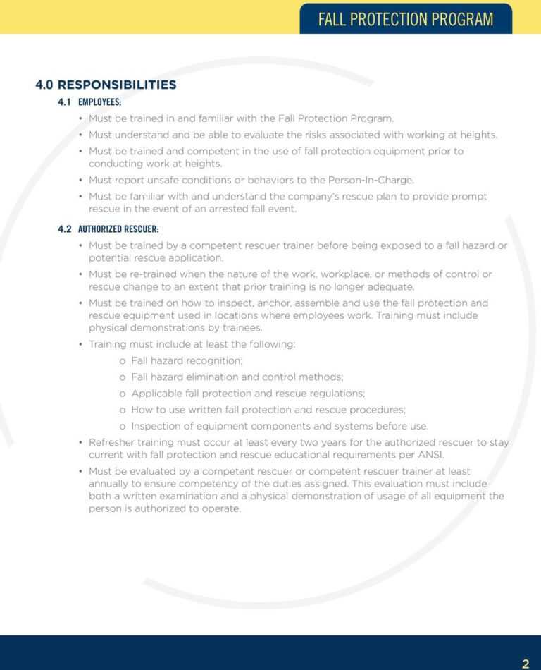 Rescue Plan Fall Protection Program – Pdf Free Download for Fall ...
