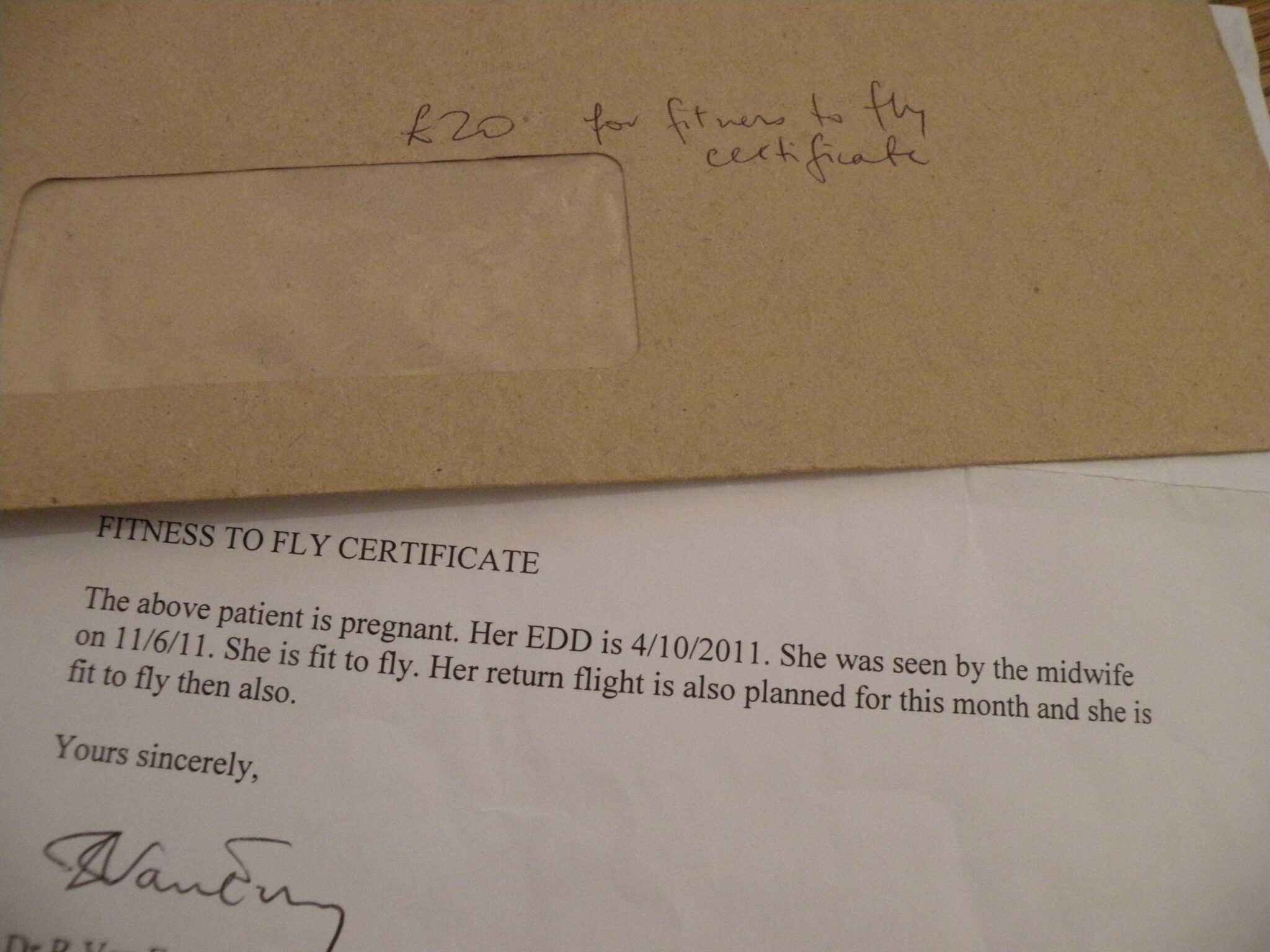 Sample Medical Certificate For Pregnancy Air Travel – Milas for Fit To ...