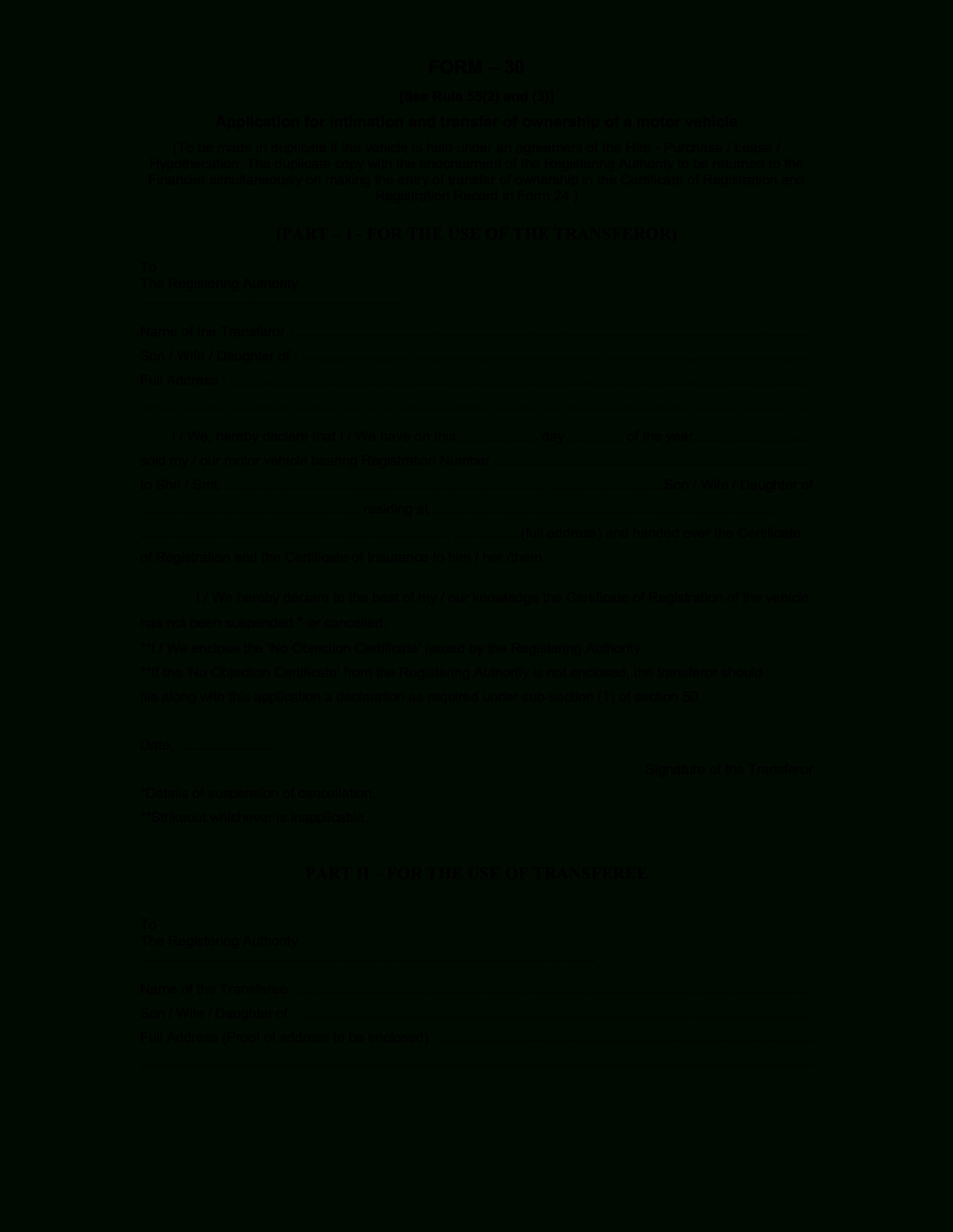 Vehicle Ownership Transfer Letter | Templates At with Certificate Of ...