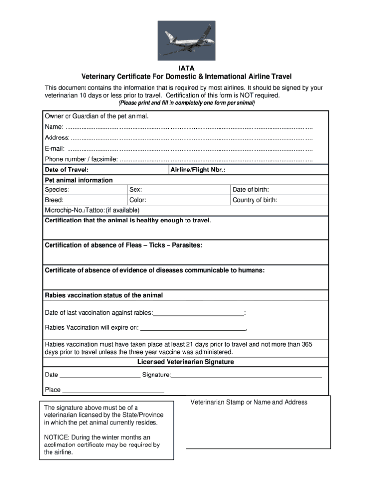 Veterinary Certificate – Fill Online, Printable, Fillable with Rabies ...